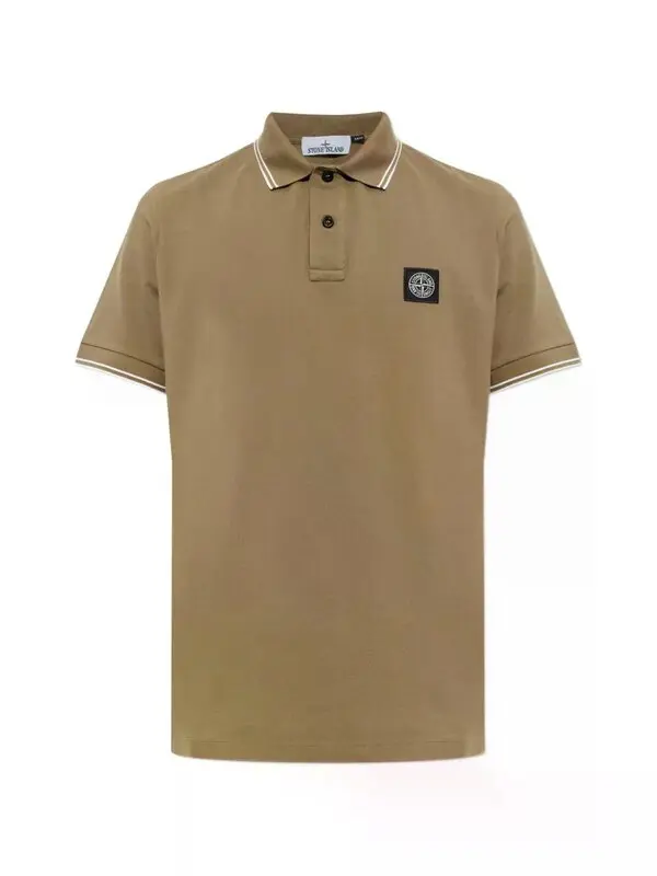 Stone Island Logo-patch Tipped Polo Shirt - Brown