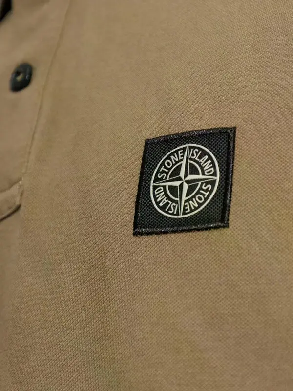 Stone Island Logo-patch Tipped Polo Shirt - Brown