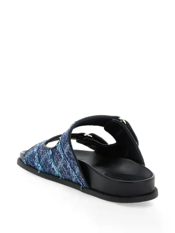 JIMMY CHOO Fayence Frayed Denim Sandals - Blue