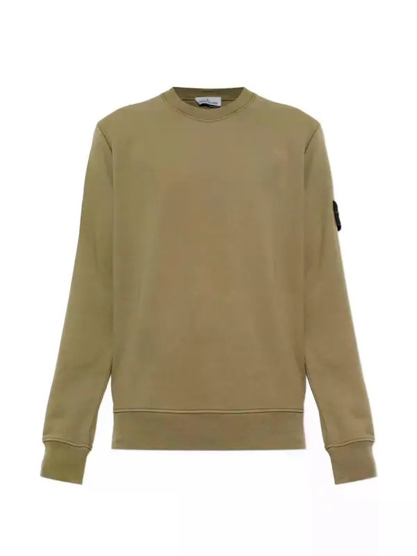 Stone Island Logo Patch Crew Neck Sweater - Green