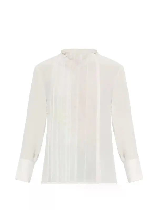 Victoria Beckham Pleated Long-sleeve Blouse - Neutrals