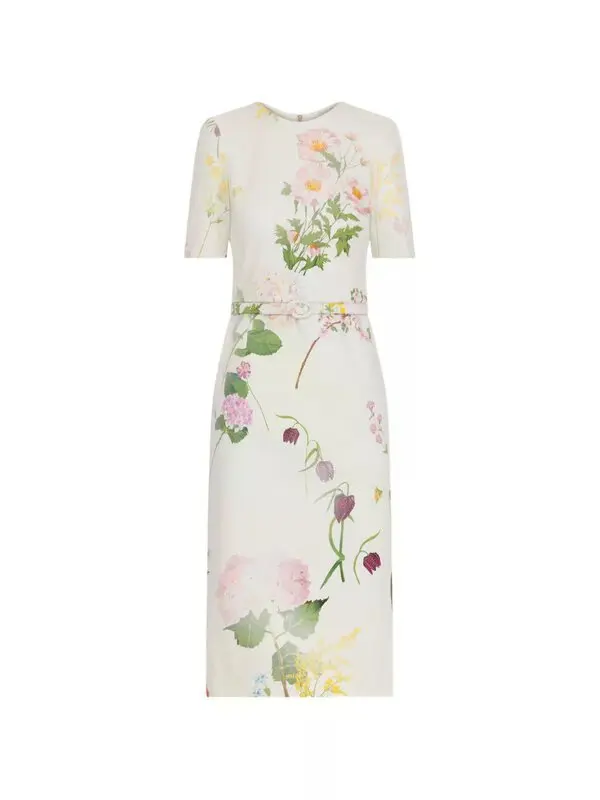 Oscar De La Renta Botanical-print Denim Mini Dress