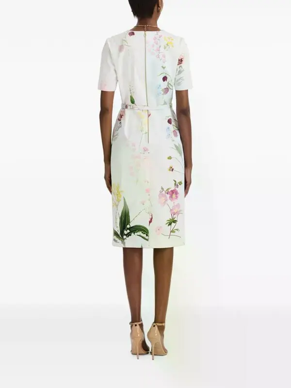 Oscar De La Renta Botanical-print Denim Mini Dress