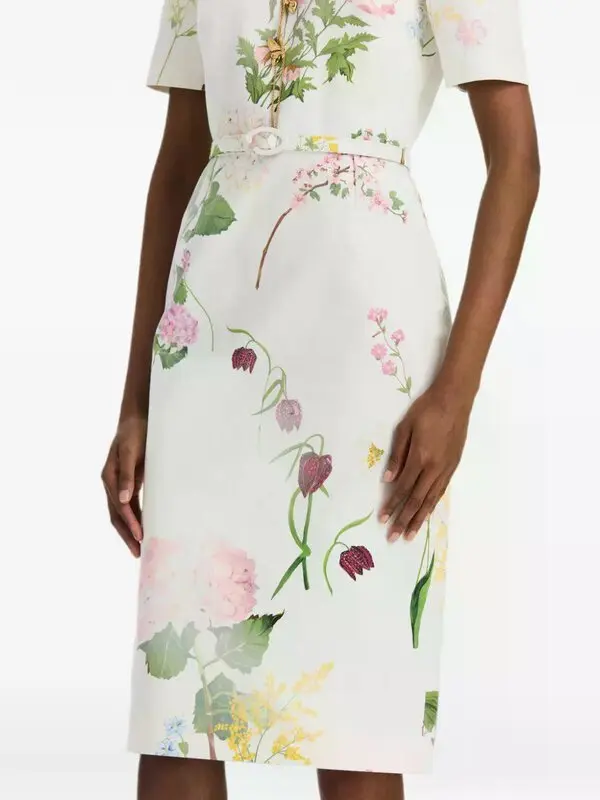 Oscar De La Renta Botanical-print Denim Mini Dress