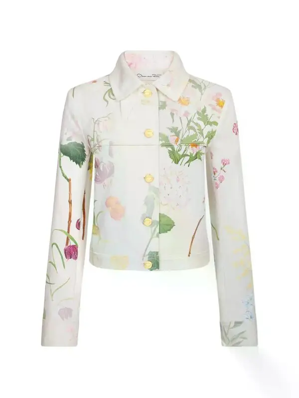 Oscar De La Renta Botanical-print Denim Jacket