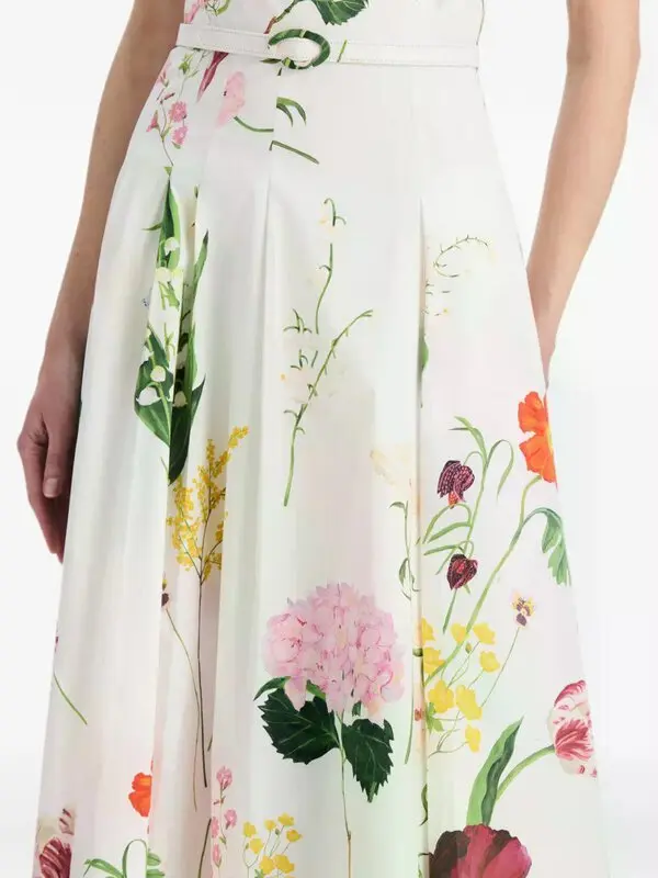 Oscar De La Renta Botanical-print Sleeveless Midi Dress