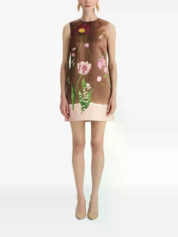 Oscar De La Renta Botanical-print Shift Mini Dress