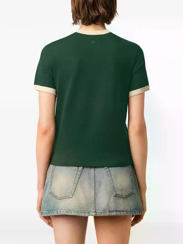 AMI Paris Contrasted Cotton T-shirt With De Coeur Embroidery