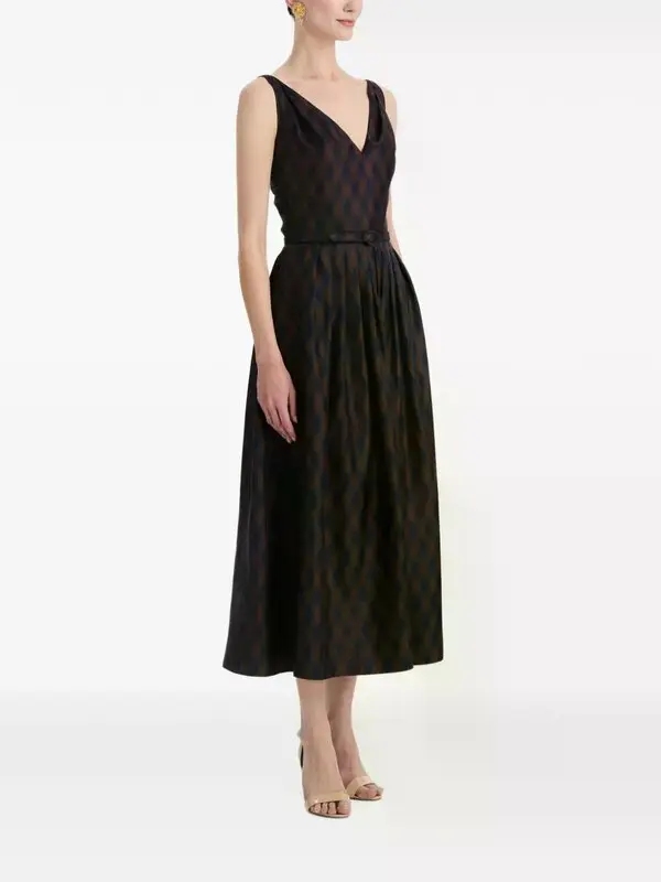 Oscar De La Renta Argyle Silk Twill Midi Dress