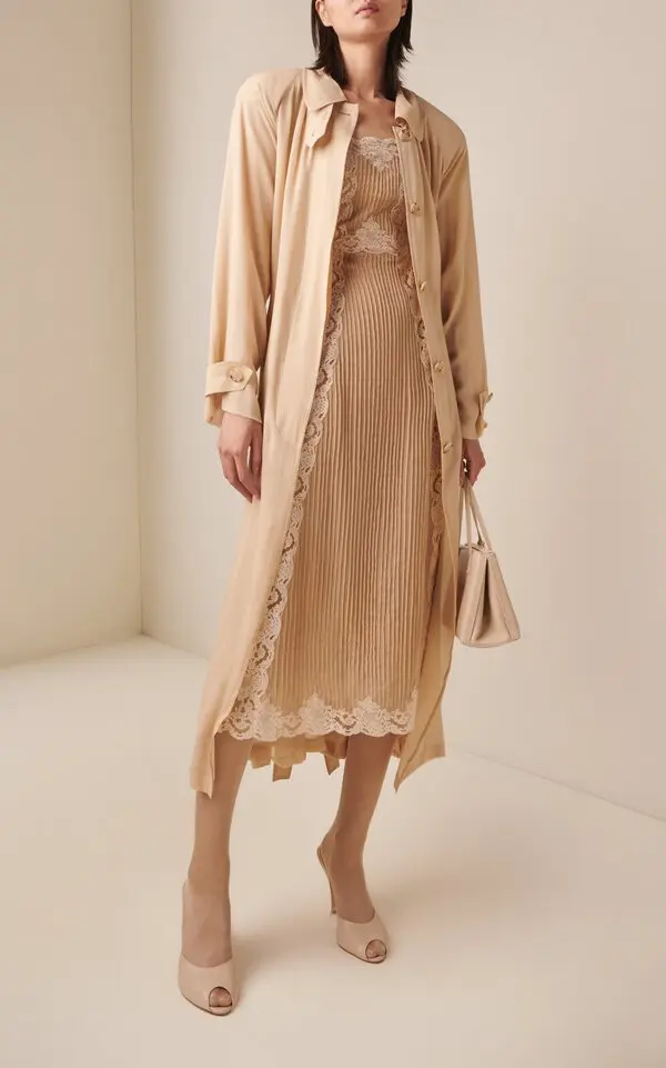 Magda Butrym Lace-trimmed Silk Midi Dress