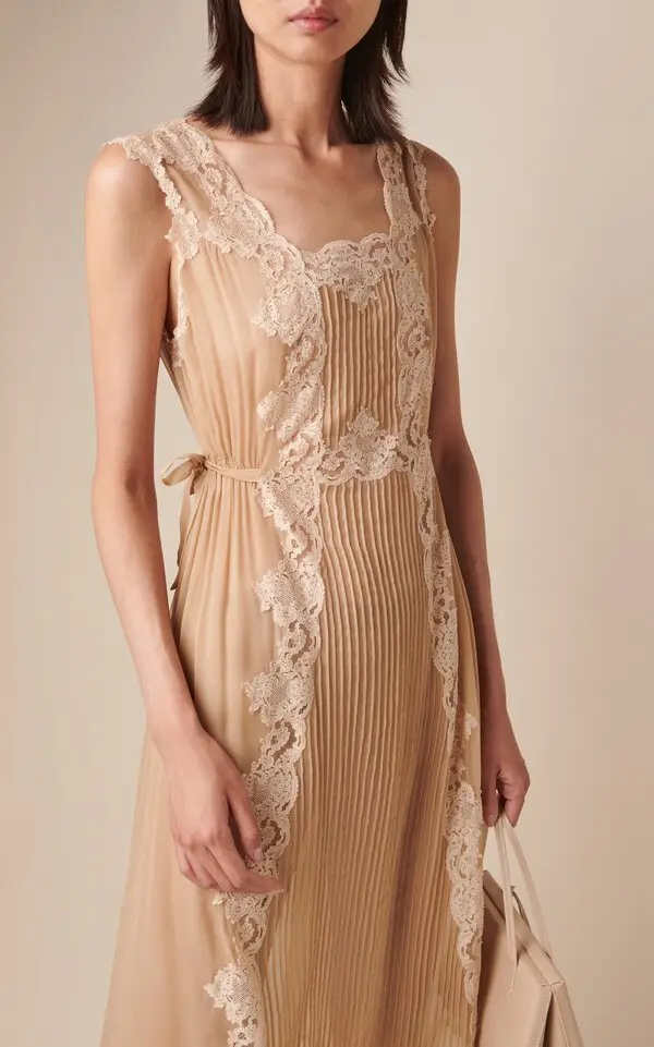 Magda Butrym Lace-trimmed Silk Midi Dress