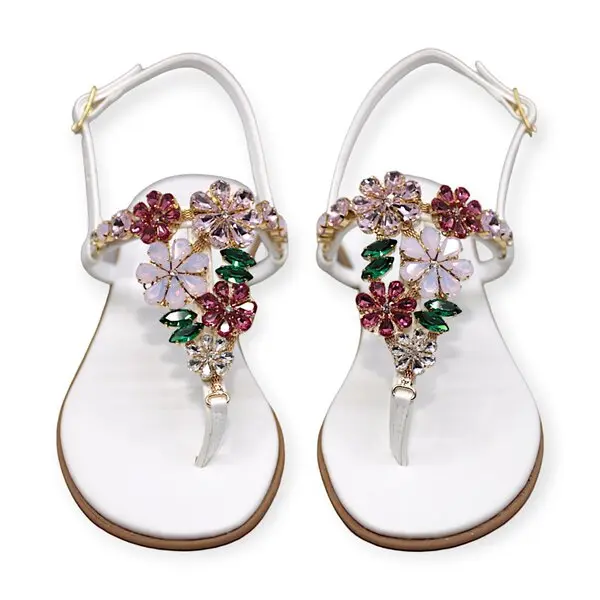 DAMAPREZIOSA Pink / White Gilda Bouquet Jewel Sandal - Pink/white