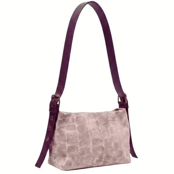 JUAN-JO Neutrals Croc Suede Crossbody Bag - Beige