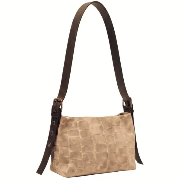 JUAN-JO Neutrals Croc Suede Crossbody Bag - Beige