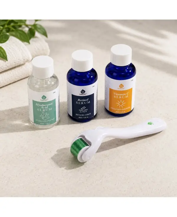 PURSONIC Ultimate Renewal Kit Micro Needle Derma Roller And Anti Aging Serum Trio