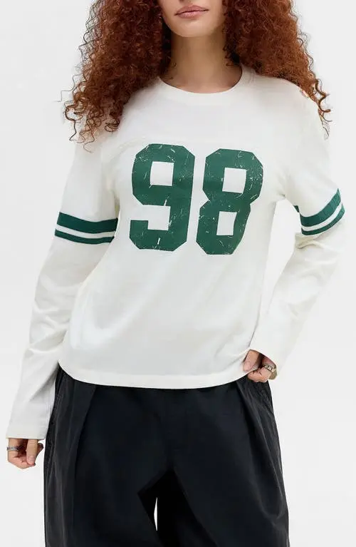 BDG URBAN OUTFITTERS 98 Relaxed Graphic Long Sleeve T-shirt - White