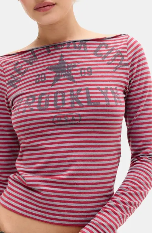 BDG URBAN OUTFITTERS Nyc Slash Stripe Long Sleeve Top