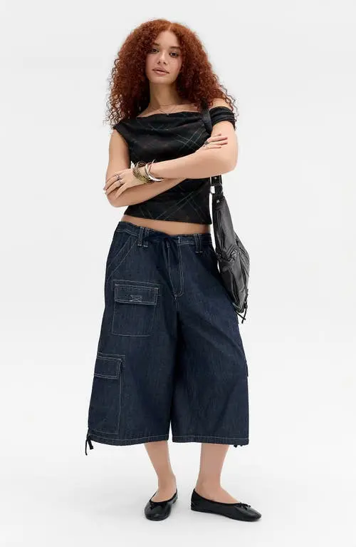 BDG URBAN OUTFITTERS Asymmetrical One-shoulder Checked Jersey Top