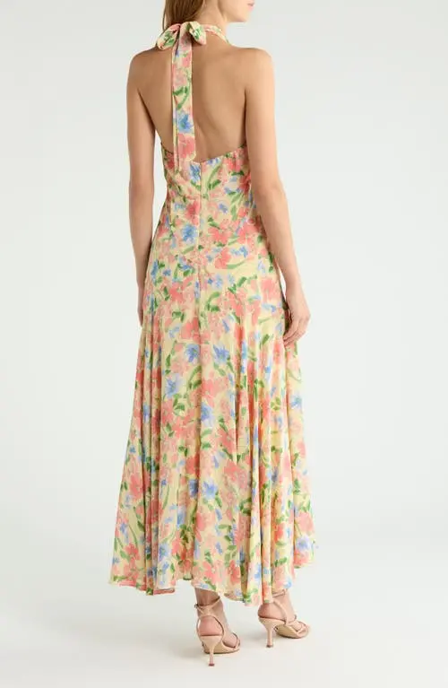 REFORMATION Briony Floral Halter Neck Maxi Dress
