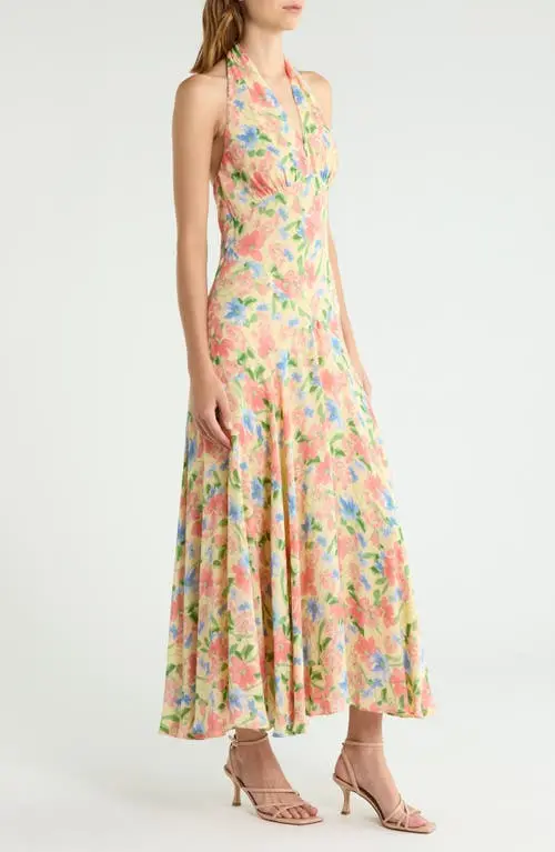 REFORMATION Briony Floral Halter Neck Maxi Dress