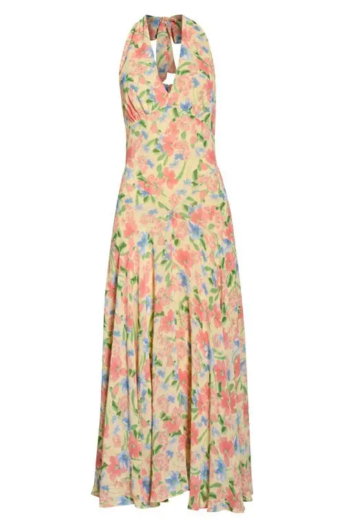 REFORMATION Briony Floral Halter Neck Maxi Dress