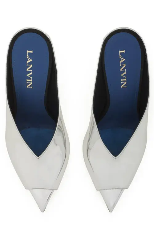 LANVIN Midnight Step Mule In Metallic Leather