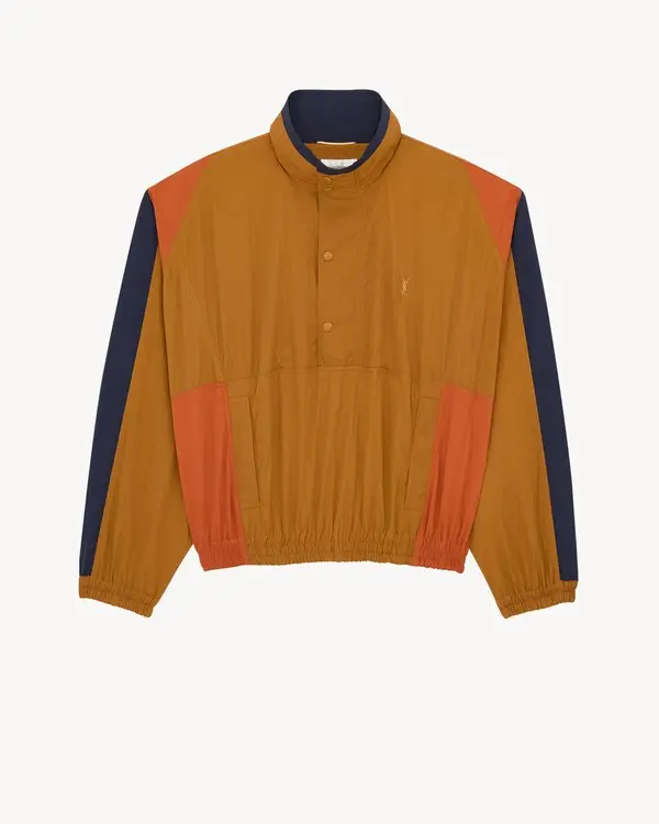 Saint Laurent Cassandre Windbreaker In Nylon Faille - Ocre Doree