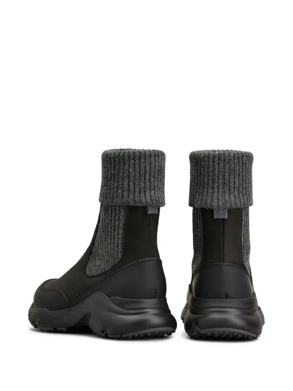 TOD'S Leather Knitted Chelsea Boots