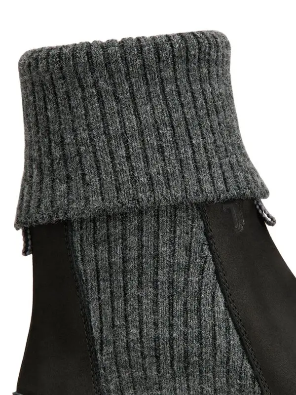 TOD'S Leather Knitted Chelsea Boots