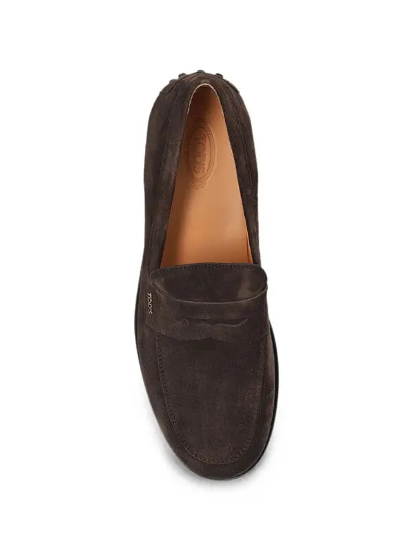 TOD'S Suede Loafers With Gold-tone Logo Plaque - Multicolor