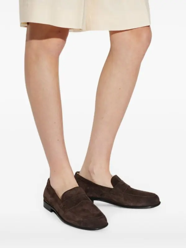 TOD'S Suede Loafers With Gold-tone Logo Plaque - Multicolor