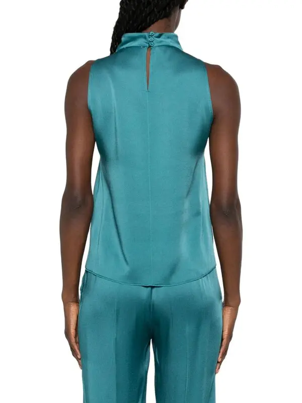 FORTE_FORTE Sleeveless High Neck Satin Blouse - Multicolor