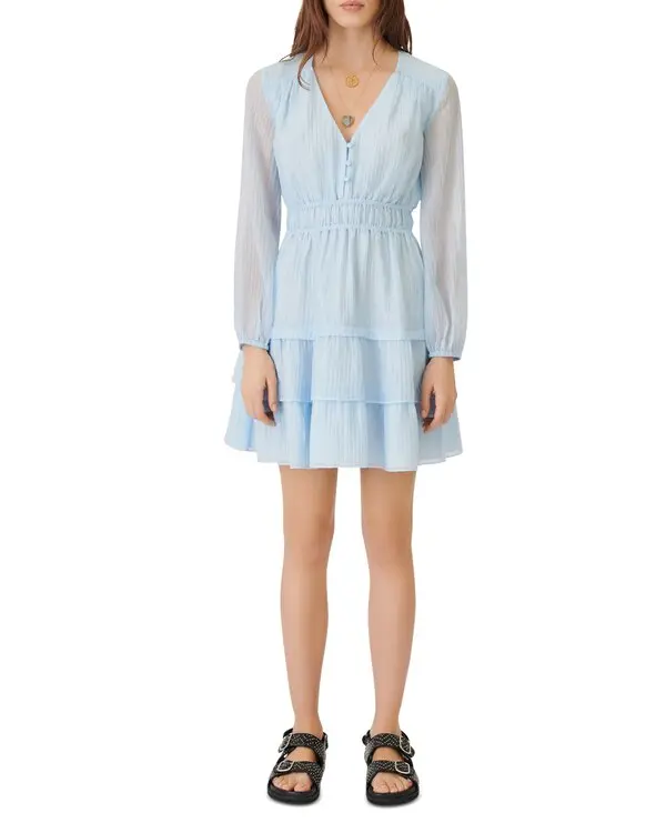 Maje Roubelia Ruffled Crinkle Dress