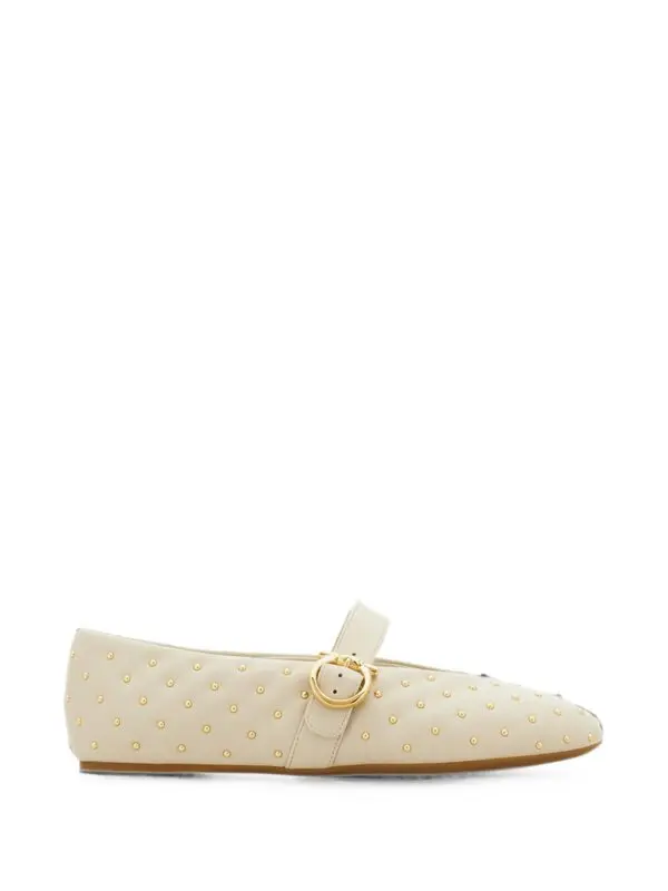 FERRAGAMO Quilted Leather Ballet Flats With Buckle Detail - Multicolor