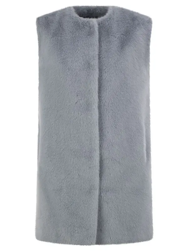 Herno Long Faux Fur-effect Sleeveless Gilet - Blue