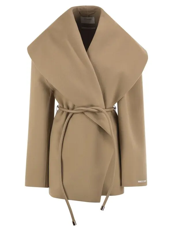 Sportmax Virgin Wool Wrap Short Coat - Black