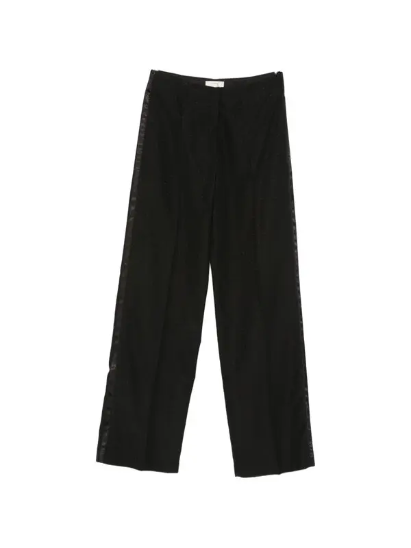 FORTE_FORTE Wool Blend Trousers With Satin Trim - Multicolor