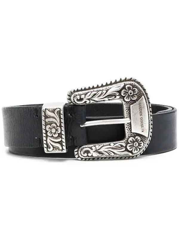 GOLDEN GOOSE Leather Belt With Engraved Logo - Multicolor