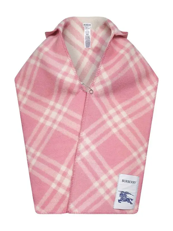 Burberry Check Wool Hooded Scarf - Multicolor