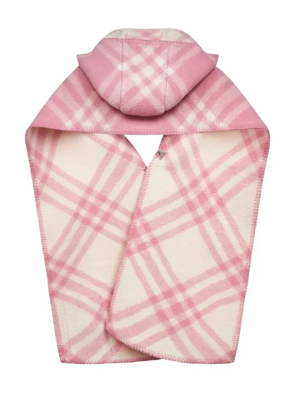 Burberry Check Wool Hooded Scarf - Multicolor