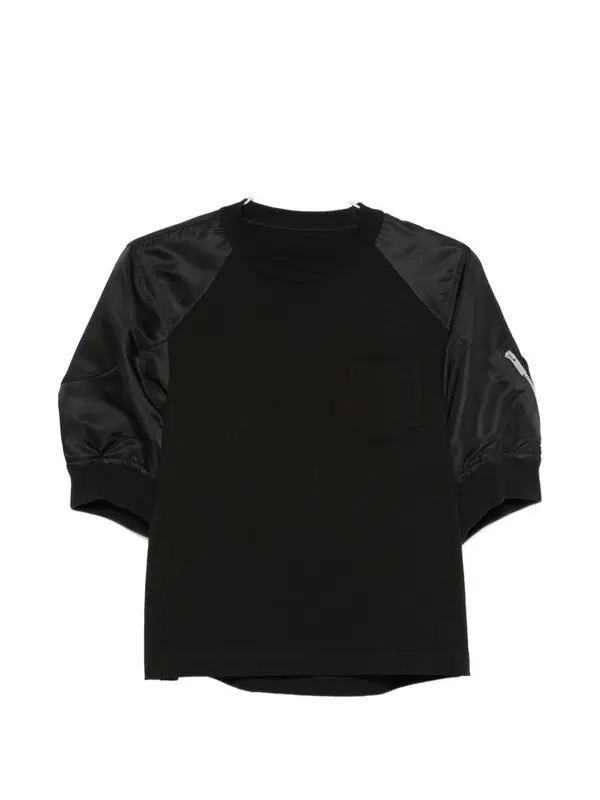 Sacai Crew Neck Short Puffed Sleeve Top With Sleeve Pocket - Multicolor