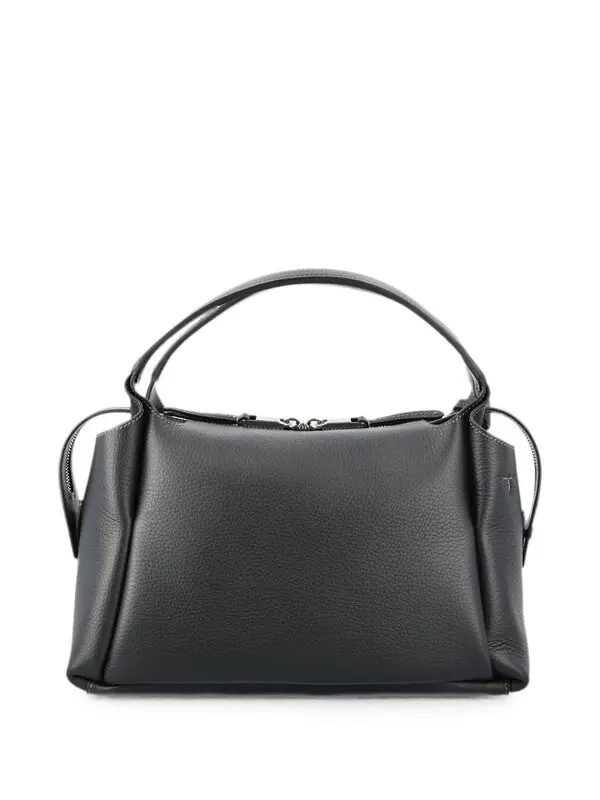 TOD'S Textured Leather Top Handle Bag With Silver-tone Pendant