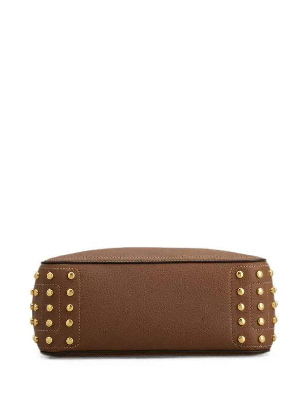 TOD'S Textured Leather Top Handle Bag With Silver-tone Pendant