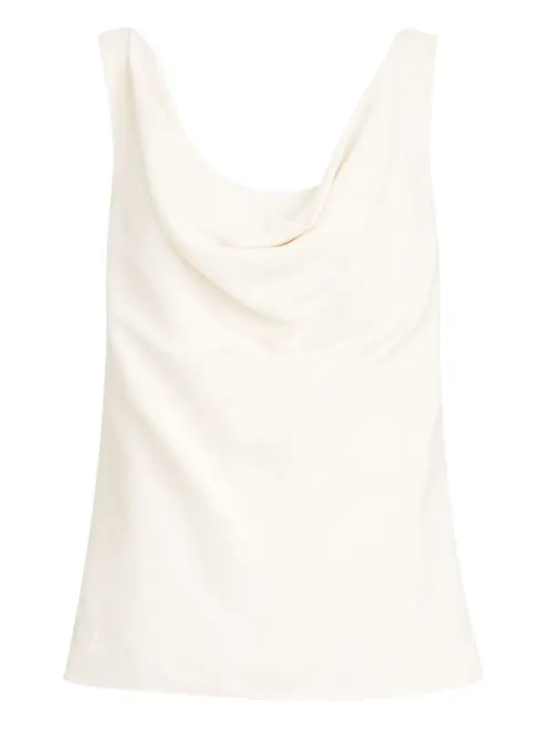 Brunello Cucinelli Linen Blend Cowl Neck Tank Top - Multicolor