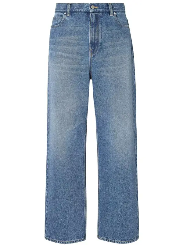 Fendi High-waist Straight Jeans With Contrasting Stitching - Navy