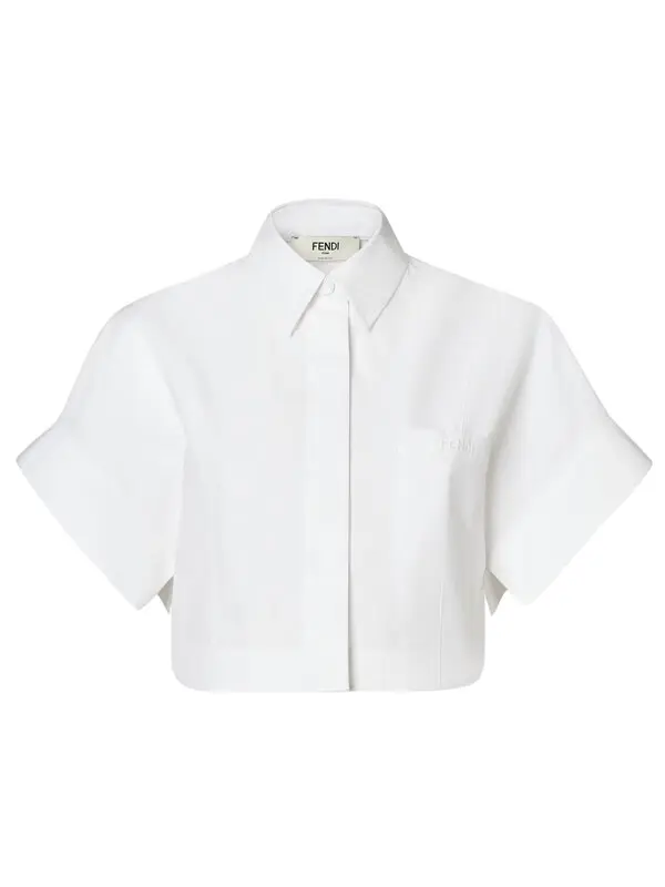 Fendi Cropped Shirt With Cocoon Sleeves - White