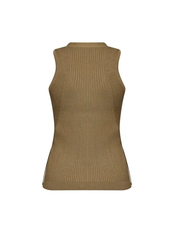 Max Mara Khaki Ribbed Knit Vest - Multicolor