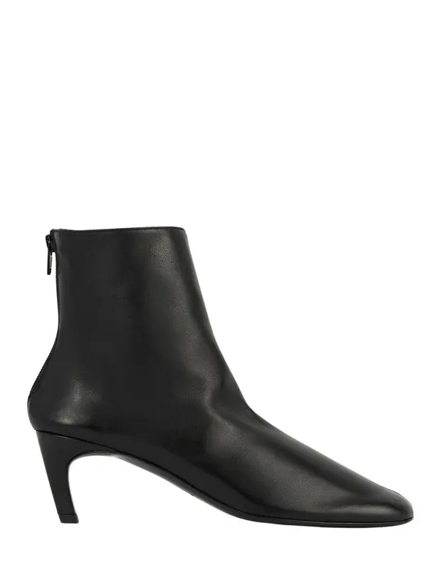 TOTEME Round Toe Leather Heeled Ankle Boots