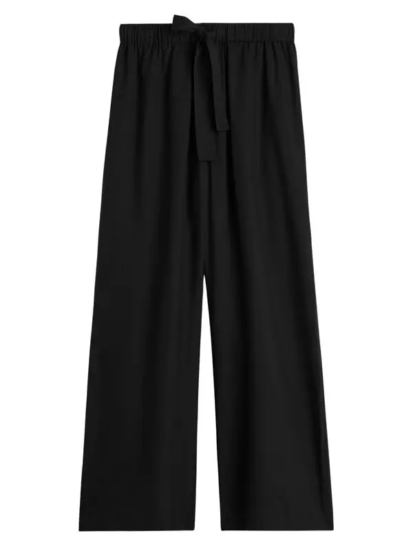 TOTEME Silk Drawstring Trousers With Embroidered Logo Back Patches - Black