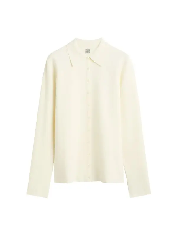 TOTEME Viscose Knit Cardigan With Classic Collar - White